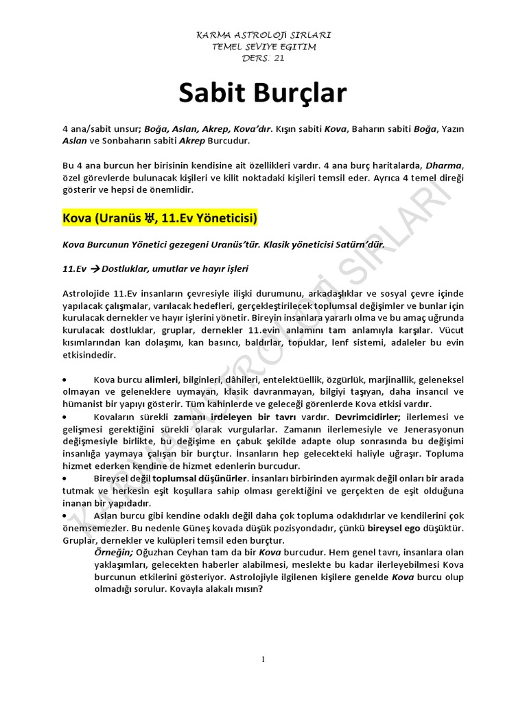 Karma Astroloji Temel Seviye - DERS 21 | PDF