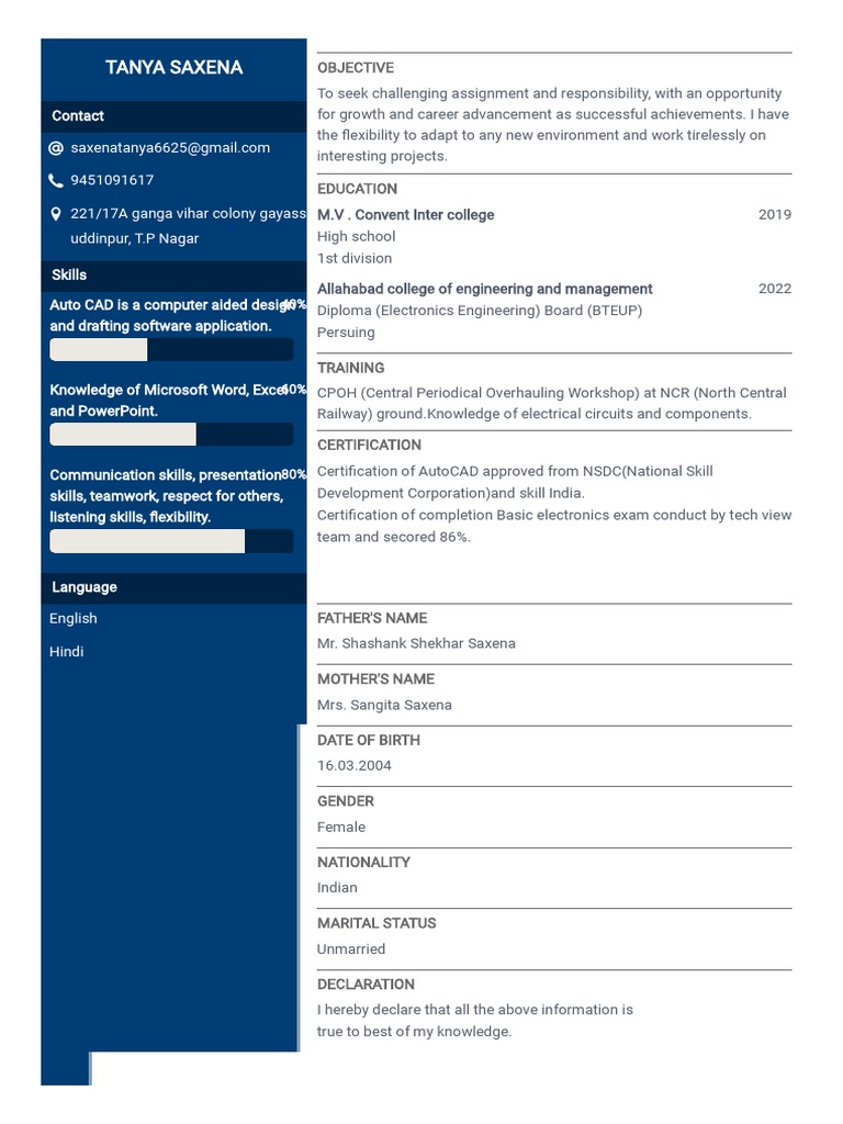 Tanya Resume PDF | Download Free PDF | Computer Aided Design | Computing Tanya Resume PDF | Download Free PDF | Computer Aided Design | Computing
