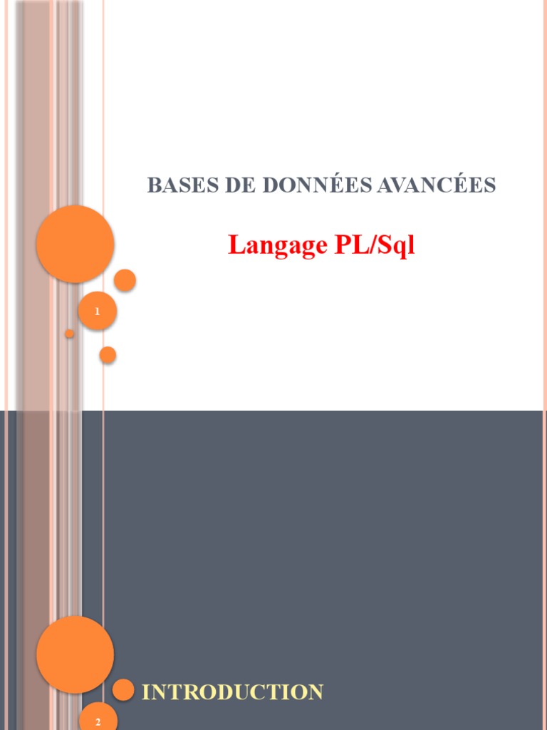 Introduction au langage PL/SQL | PDF | PL/SQL | SQL