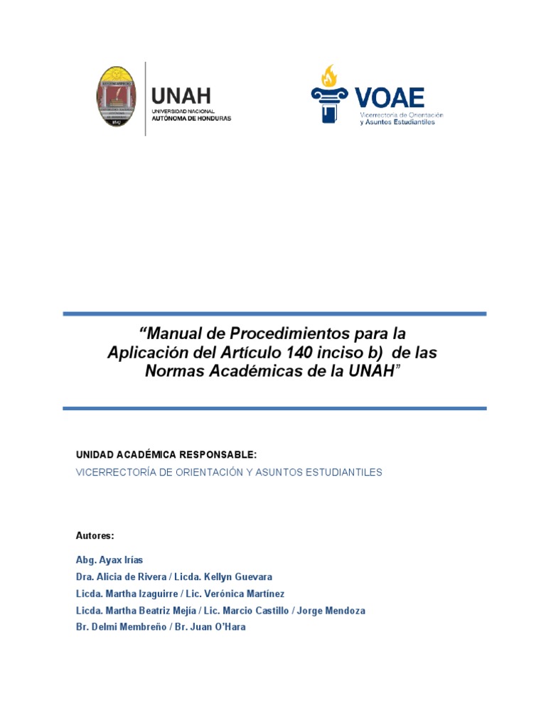 Manual de Procedimientos Art. 140 UNAH | PDF | Arte