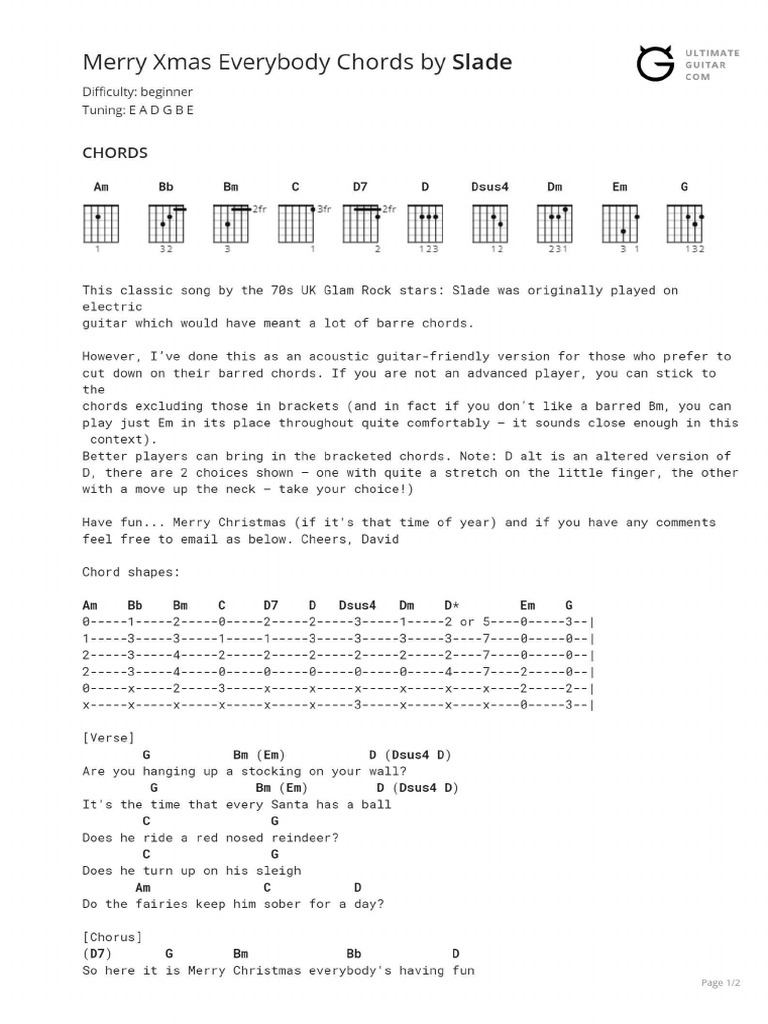 Merry Xmas Everybody Chords | PDF