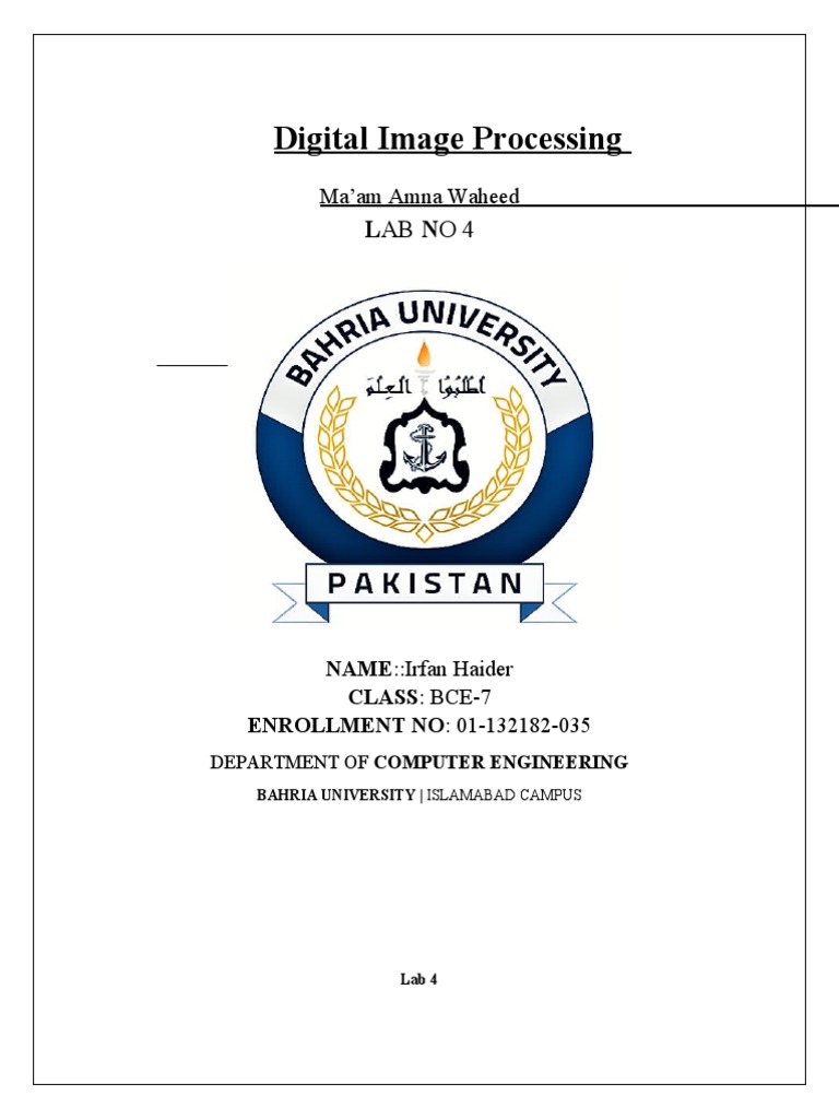 Digital Image Processing Lab 4 | PDF