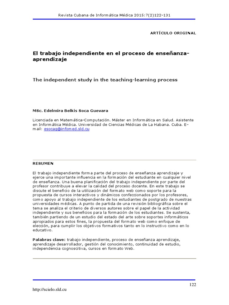 Trabajo Independiente | PDF | Método de enseñanza | Maestros