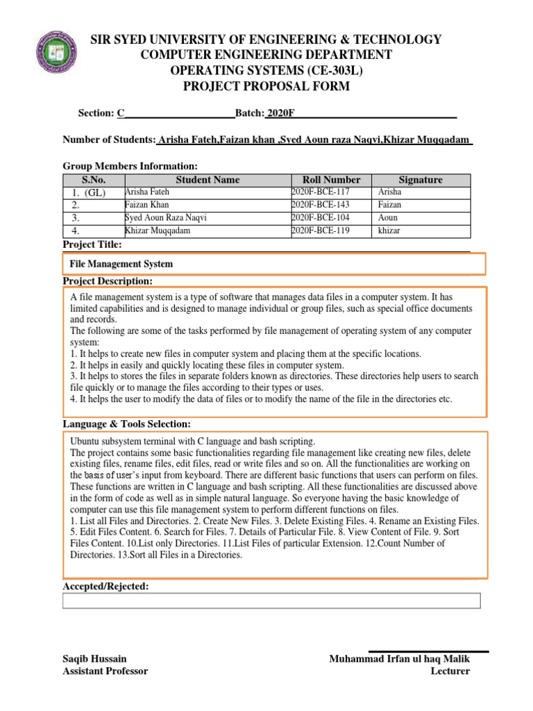 Proposal DSD (AutoRecovered) | PDF | Computer File | Operating System