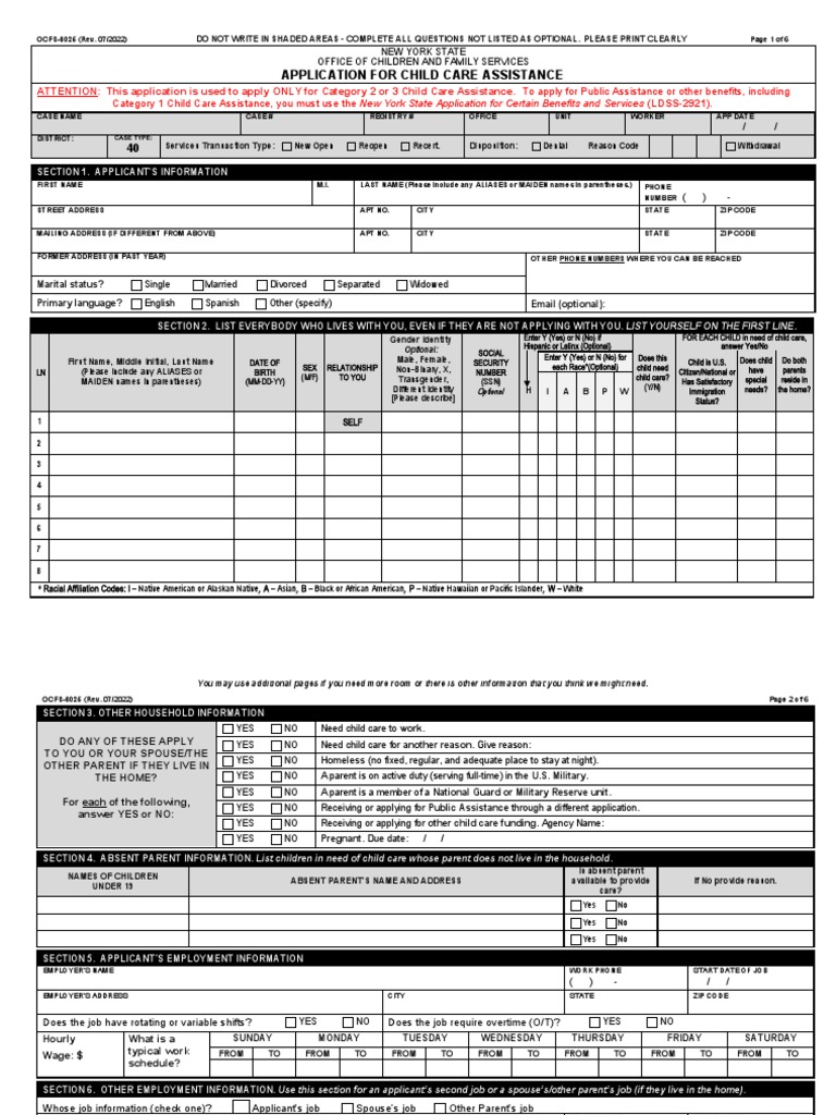 Ocfs 6025 | PDF | Voter Registration | Welfare