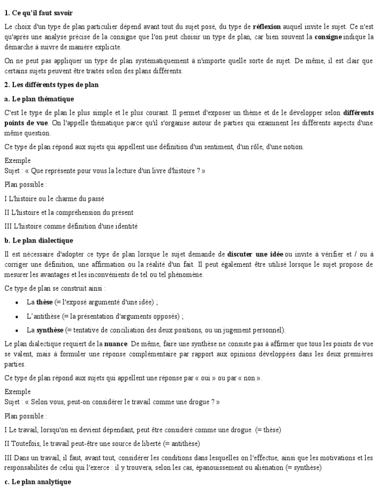 Types de plans pour textes argumentatifs | PDF