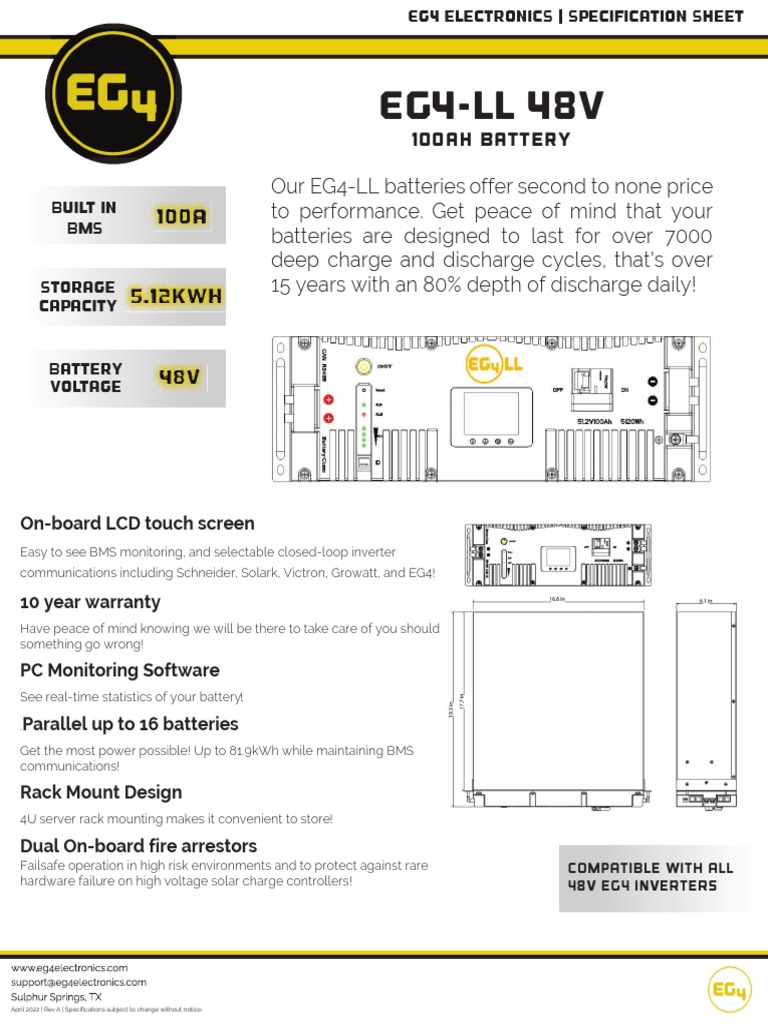 EG4 48V 100Ah Battery Specifications | PDF