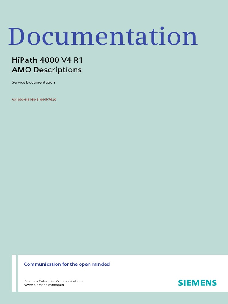 HiPath 4000 V4, Section 1 - AMO Descriptions, Service Documentation, Issue 5 | Download Free PDF ...