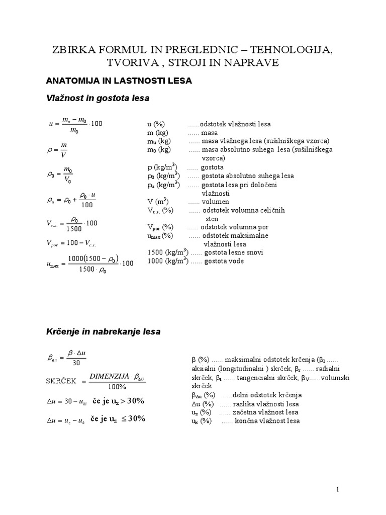 Zbirka Formul in Preglednic | PDF