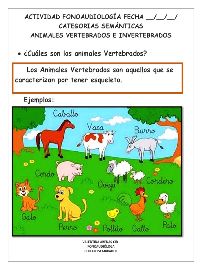 Actividad Fonoaudiologia Retos Múltiples Los Animales Vertebrados e ...
