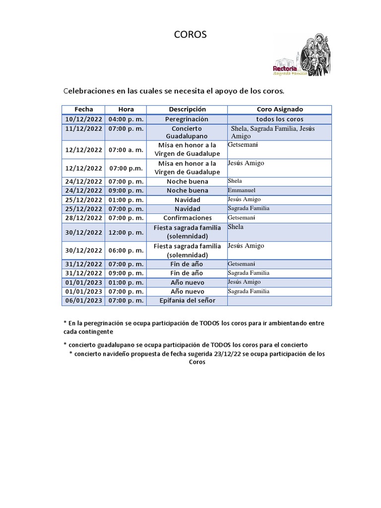 Coros Programa | PDF