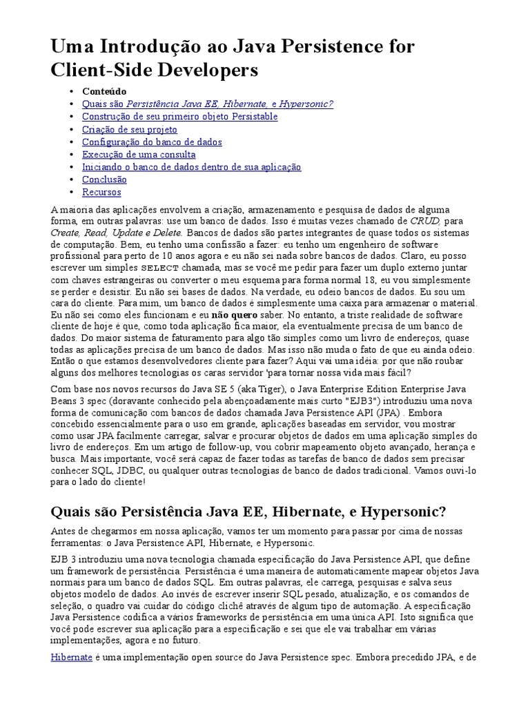 Uma Introdução Ao Java Persistence For Client-Side Developers | PDF ...
