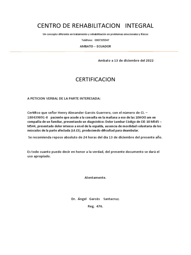 Centro de Rehabilitacion Integral | PDF