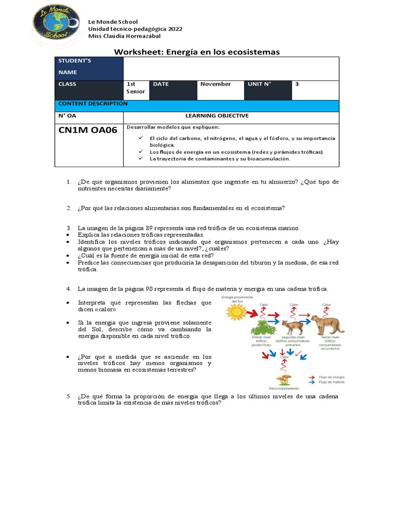 Guía Impresa Ecosistemas Energía, Cadenas Tróficas y Bioacumulación ...