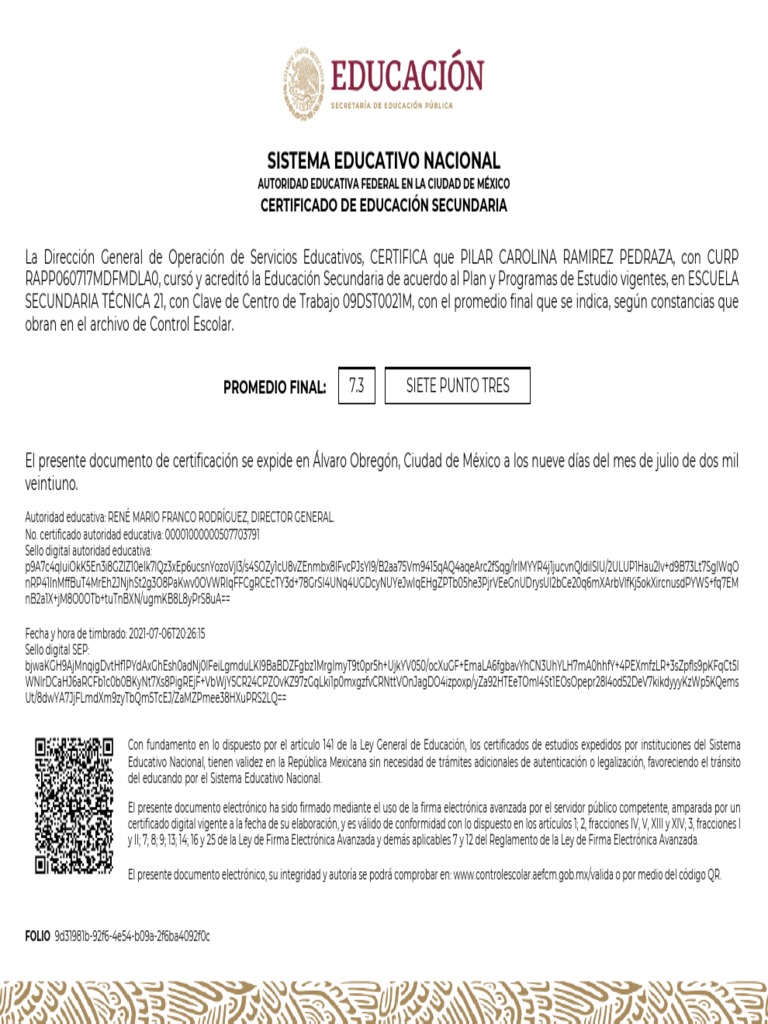 Certificado 2021 07 09 | PDF | Finanzas y administración del dinero