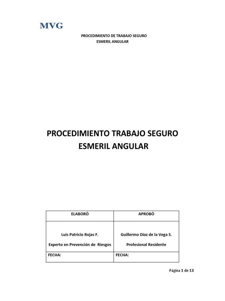 PTS Uso de Esmeril Angular | PDF | Tratamiento de aguas residuales ... PTS Uso de Esmeril Angular | PDF | Tratamiento de aguas residuales ...