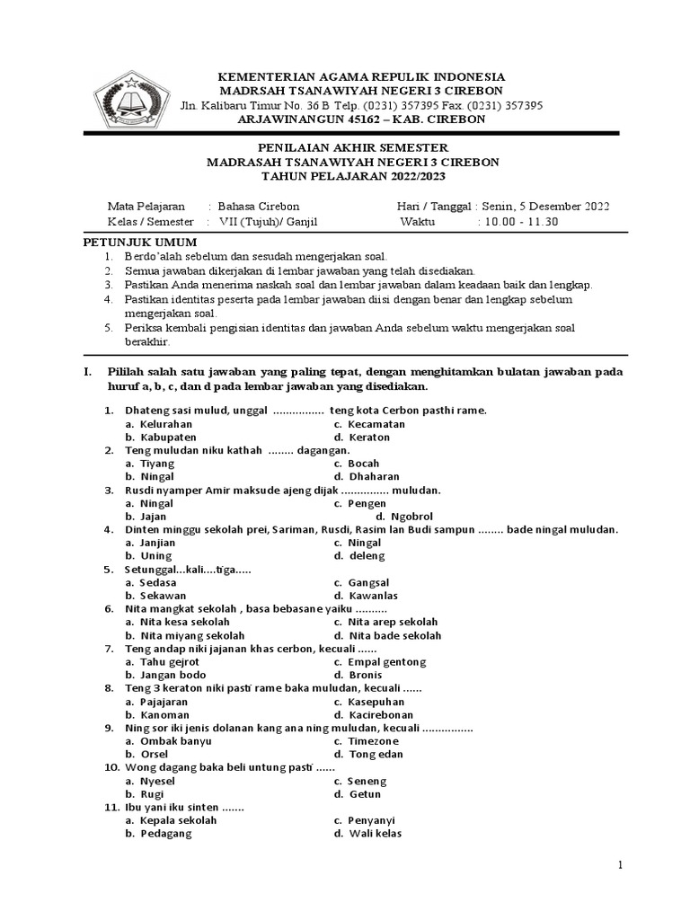 Bahasa Cirebon KLS.7 | PDF | Griya & Taman