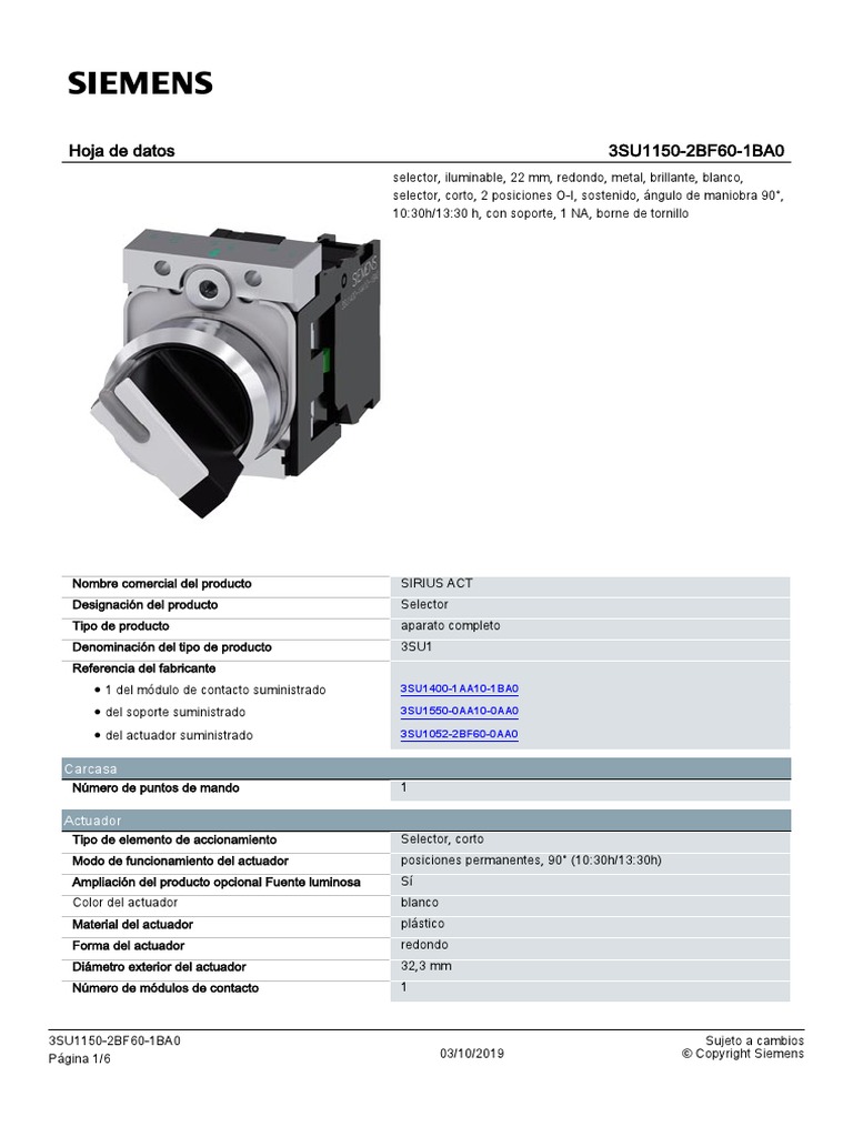 Selectores Siemens | PDF | Solenoide | Máquinas