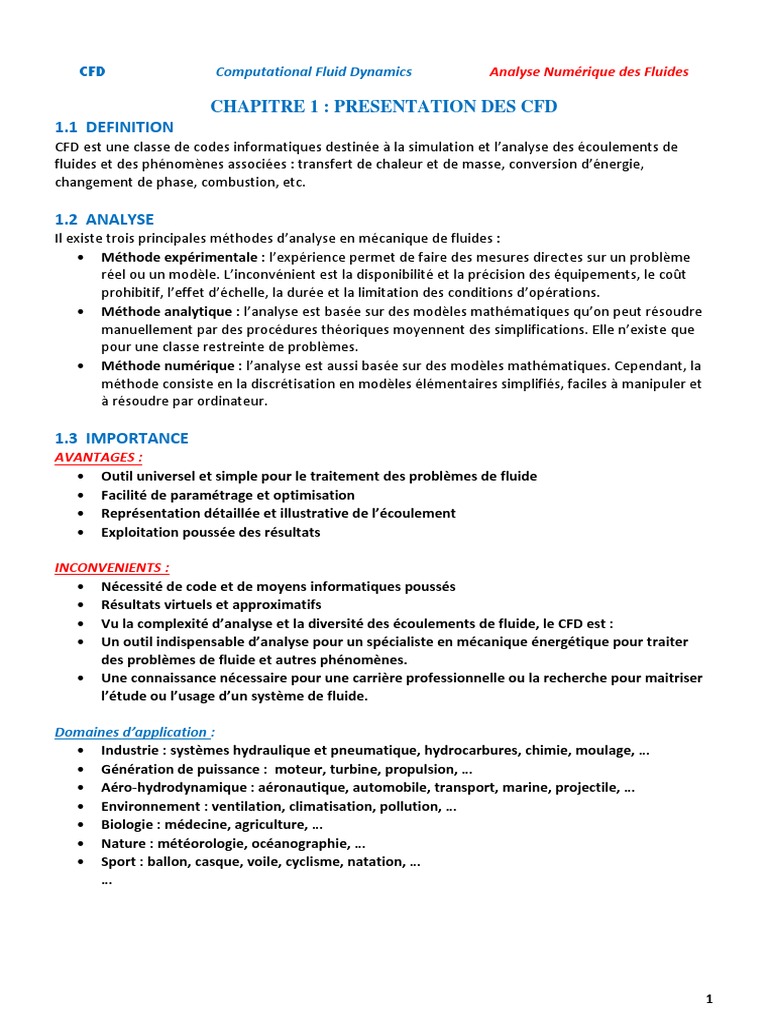 Introduction aux CFD et leur analyse | PDF | Mécanique des fluides ...