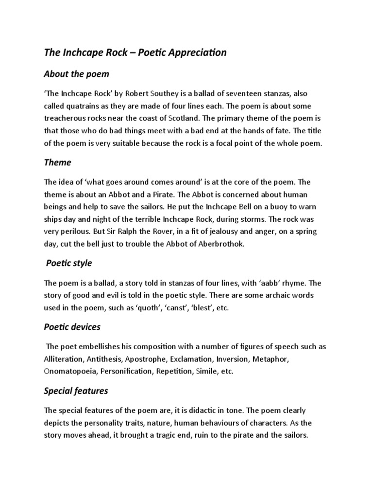 The Inchcape Rock | PDF | Poetry
