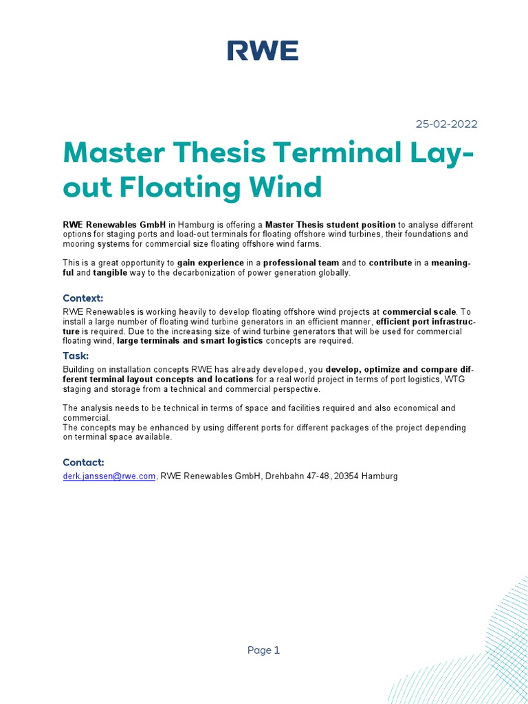 RWE Master Thesis Port Terminal Design Floating Wind | PDF