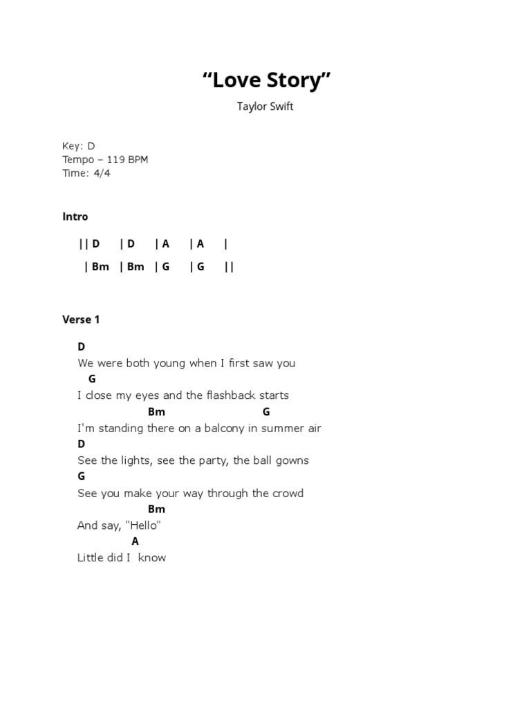 Taylor Swift Love Story | PDF | Song Structure