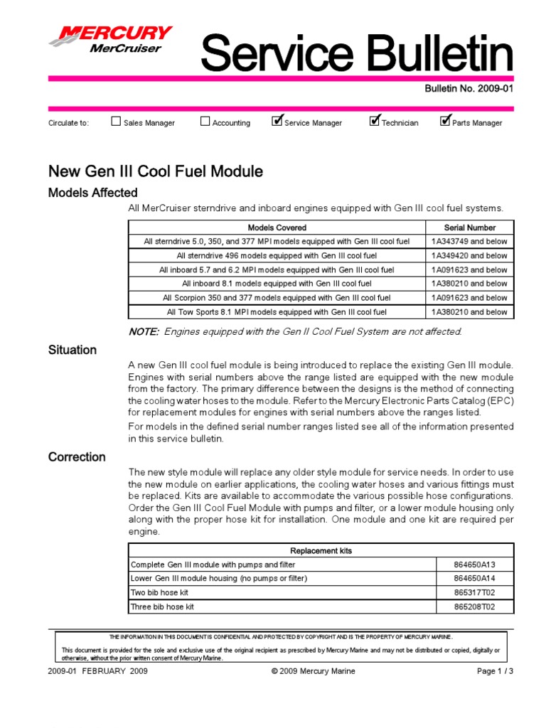 Mercury Bulletin Fuel Module | PDF | Fuel Injection | Copyright