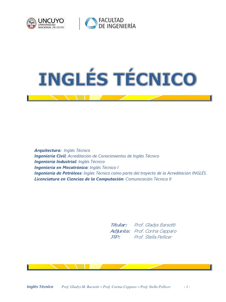 Cuadernillo Inglés Técnico | PDF | Adverbio | Lingüística