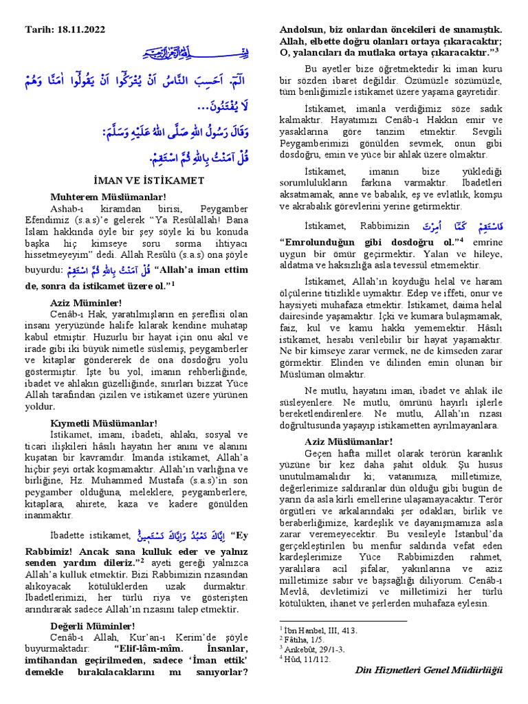 İman Ve İstikamet | PDF