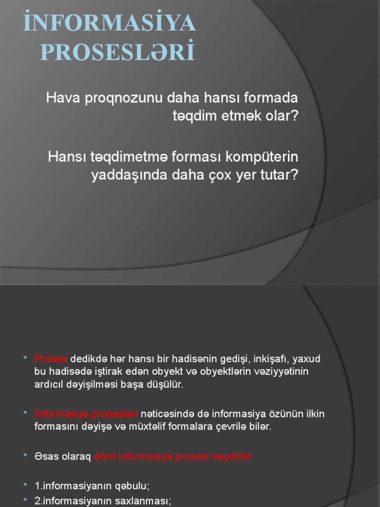 İnformasi̇ya Prosesləri̇ | PDF