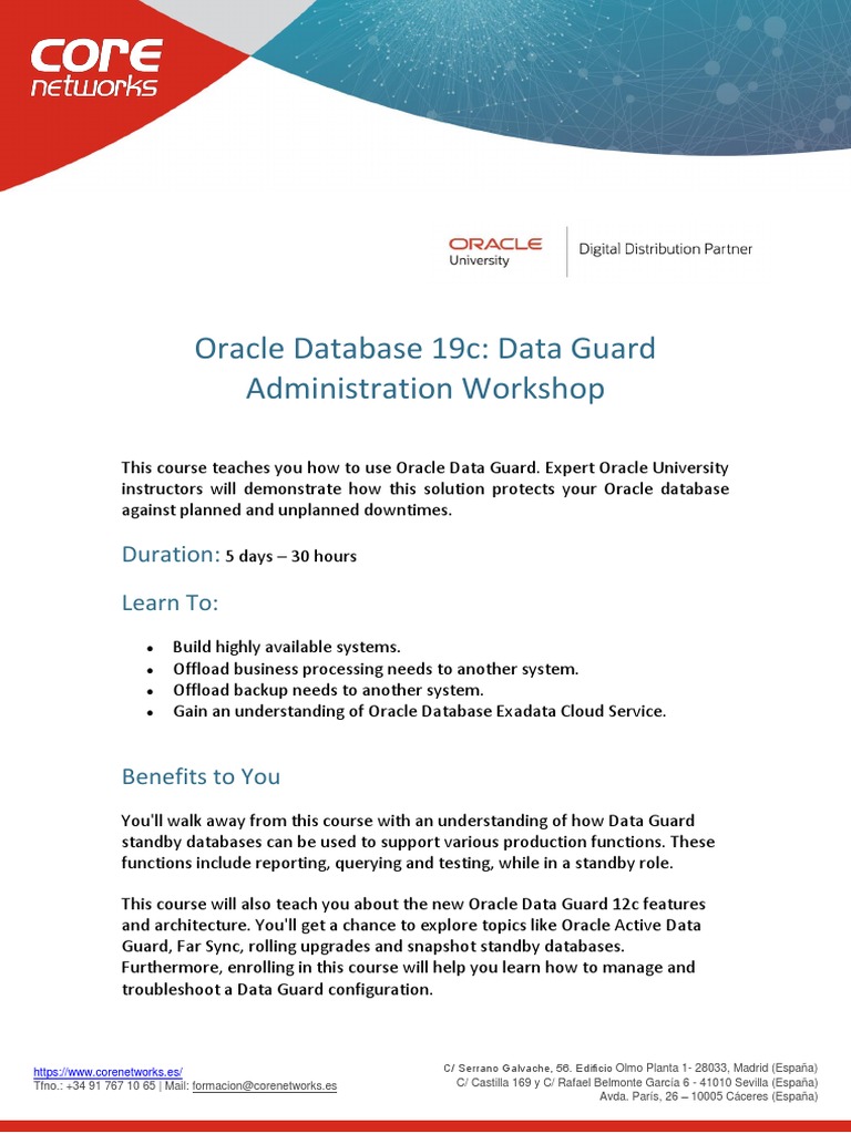 Oracle Database 19c Data Guard Administration Workshop | PDF ... Oracle Database 19c Data Guard Administration Workshop | PDF ...