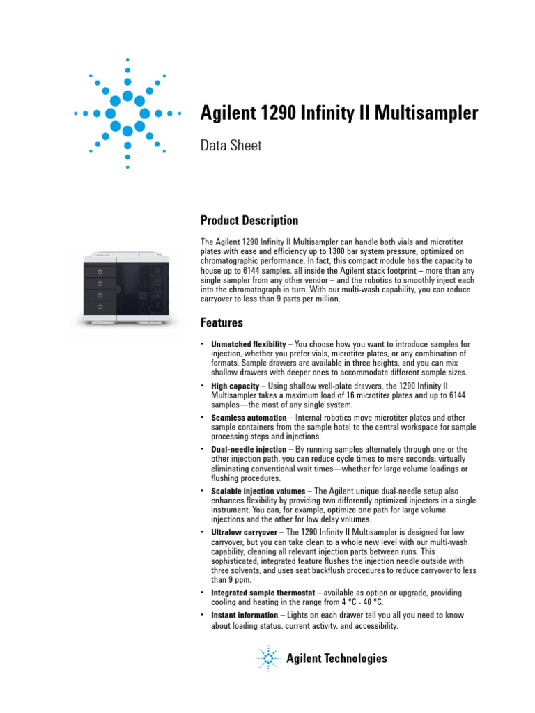 2 1290 II Multisampler Datasheet | PDF | Humidity | Thermostat