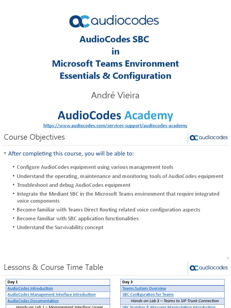 AudioCodes SBC in Microsoft Teams Environment Essentials Configuration ...