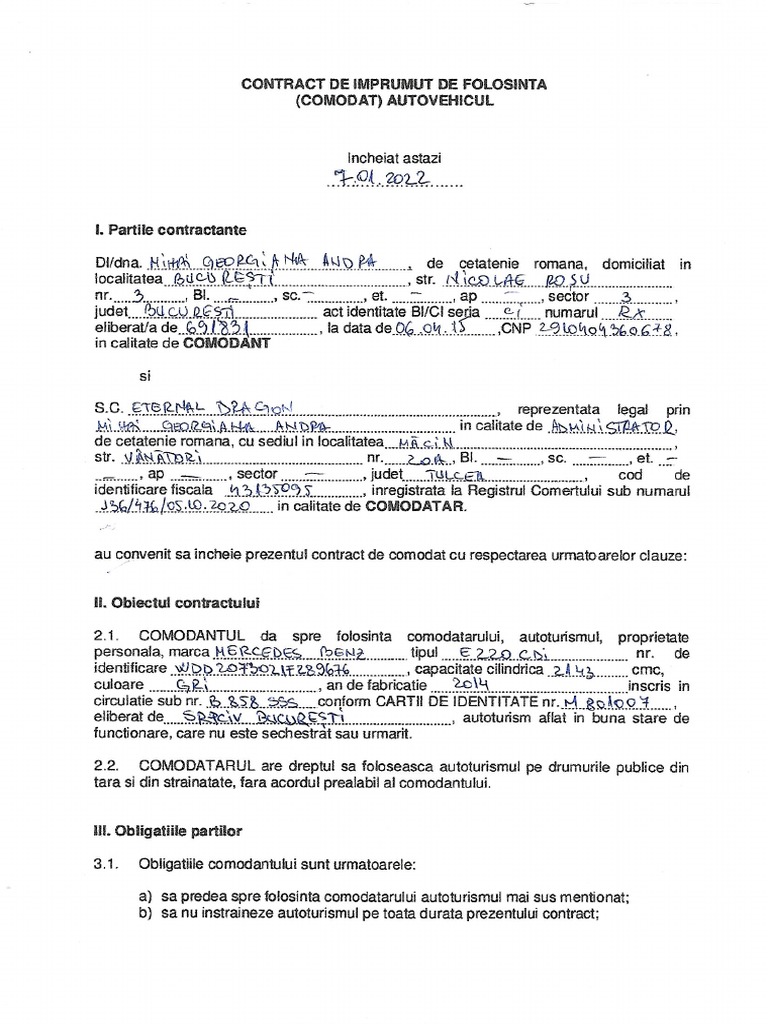 Contract Comodat | PDF