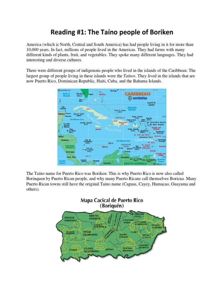 Taino Reading 1 | PDF | Caribbean | Indigenous Peoples Of The Americas