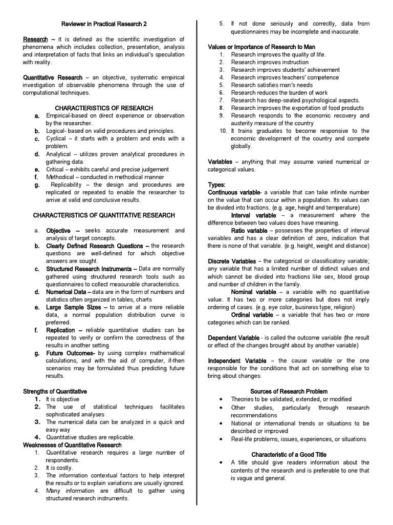 Research Fundamentals Guide | PDF | Statistics | Quantitative Research