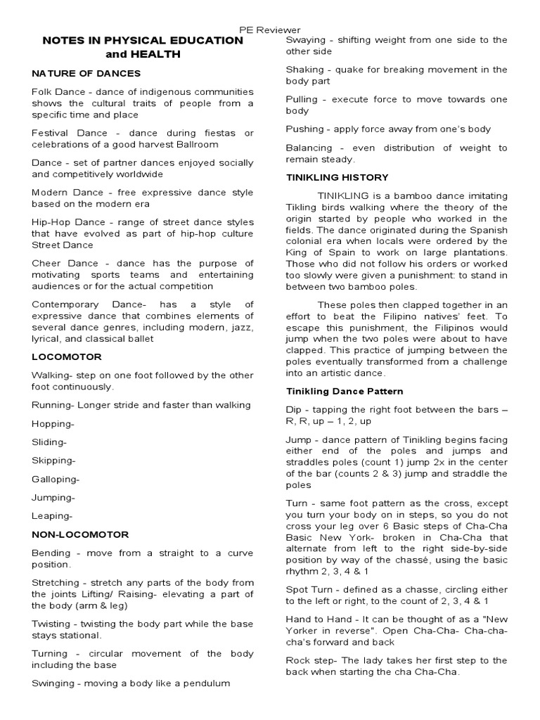 PHYSICAL EDUCATION and HEALTH | PDF | Dances | Performing Arts