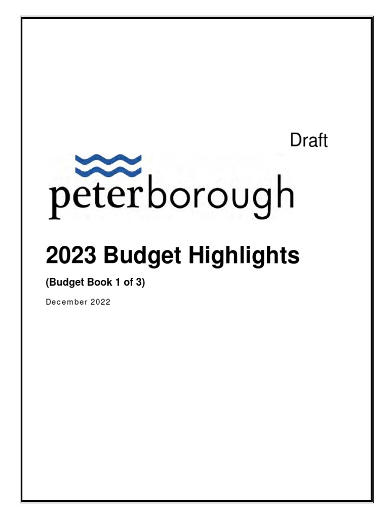 City of Peterborough 2023 Draft Budget Highlights | PDF | Taxes | Budget