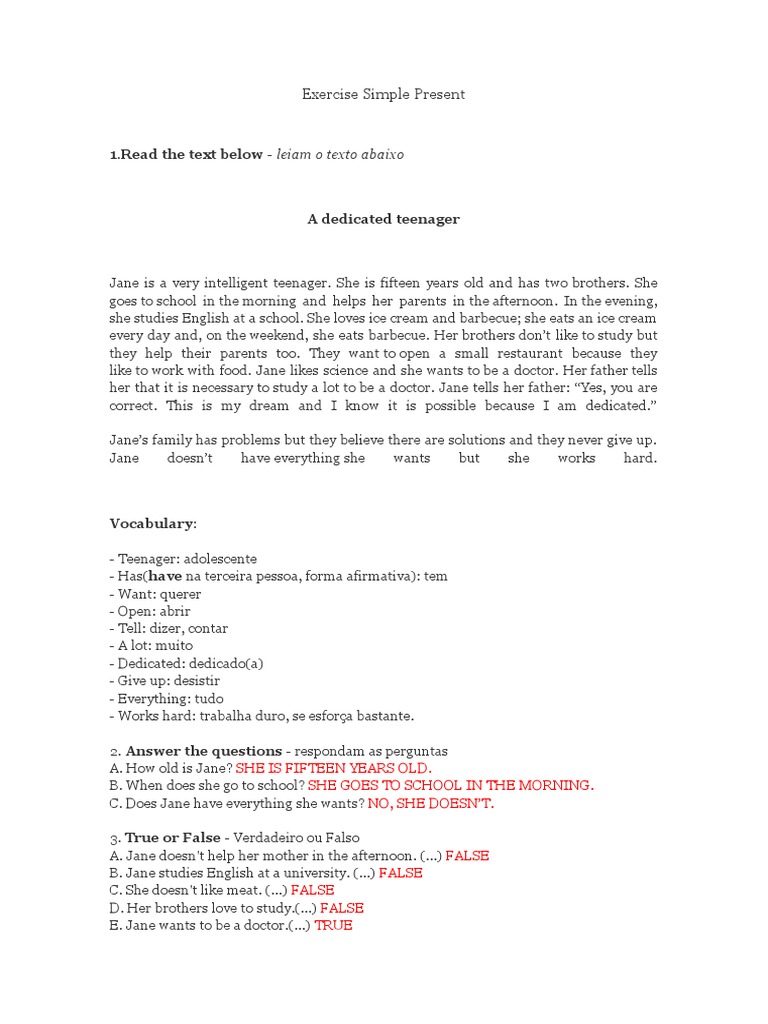 Exercise Simple Present 1 | PDF