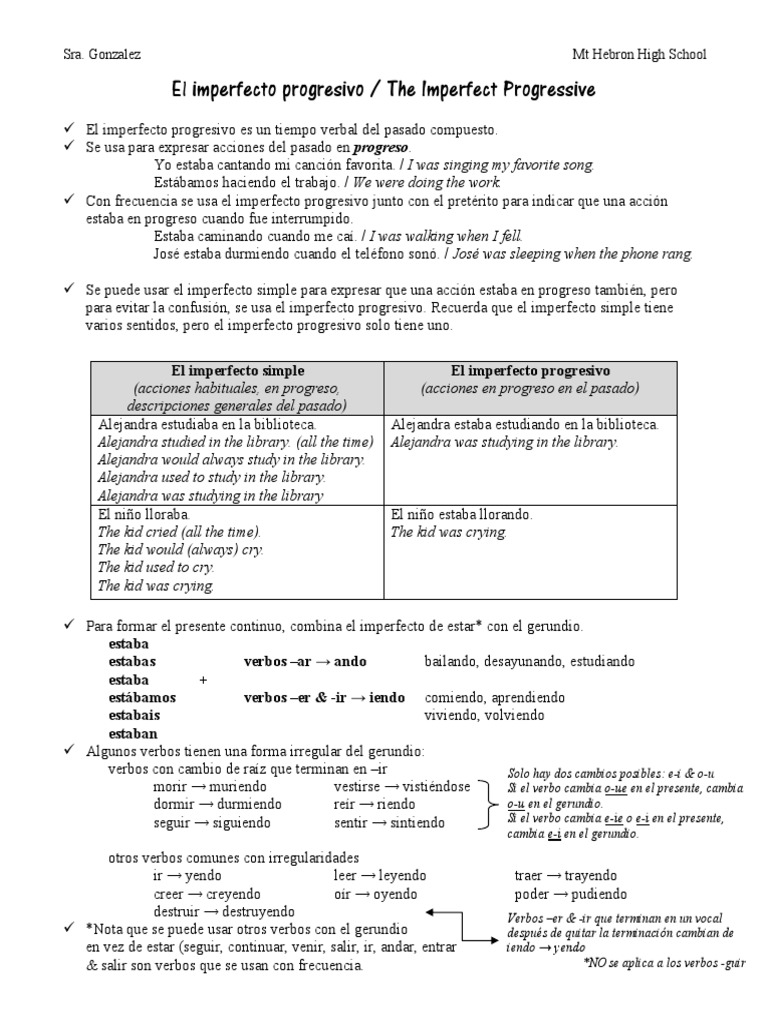 Uso del Imperfecto Progresivo en Español | PDF | Verbo | Semántica