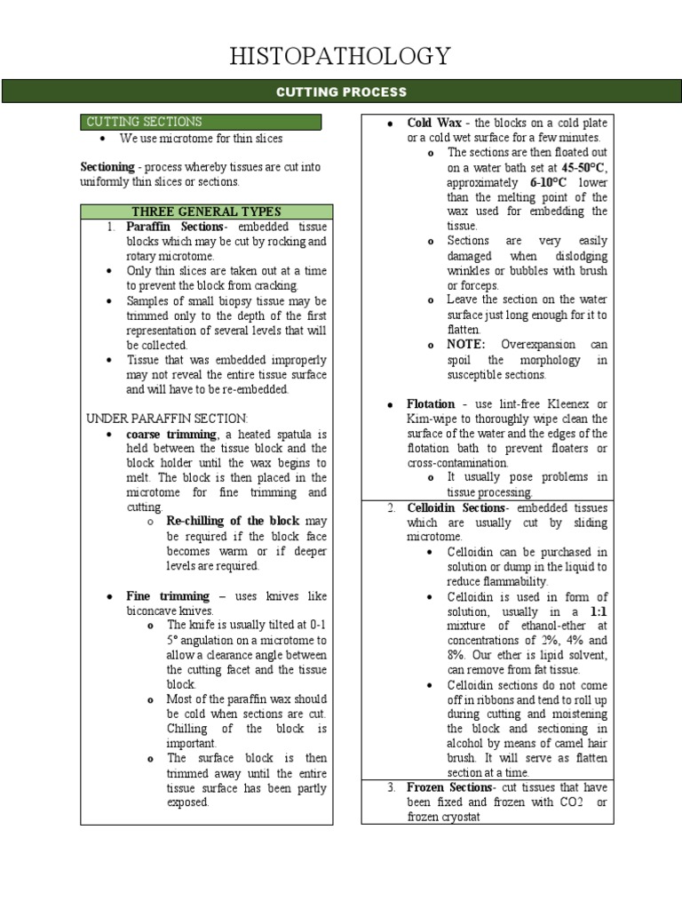 Histopathology Section Cutting Techniques | PDF | Histopathology ...