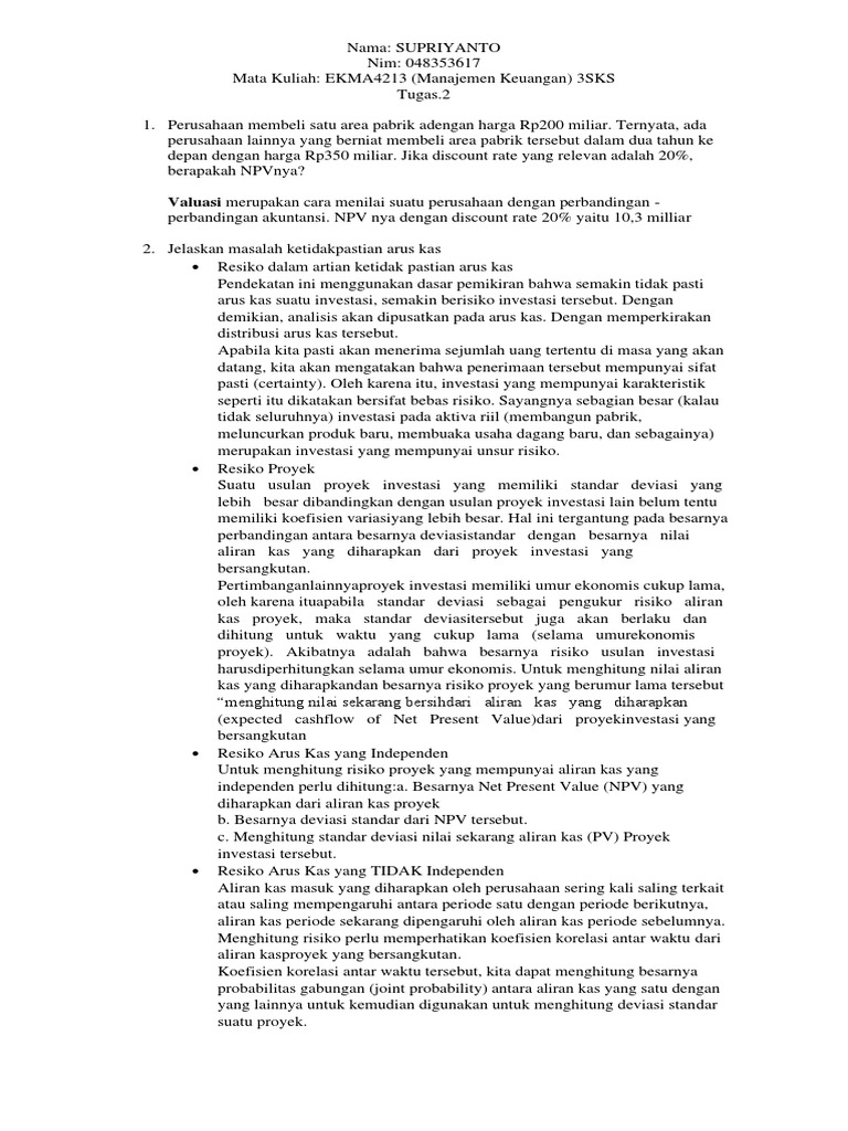 EKMA4213 Tugas.2 SUPRIYANTO | PDF