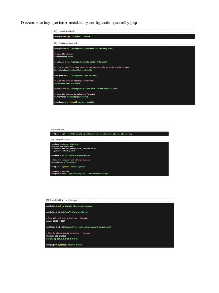Instalación de Apache2 y PHP | PDF