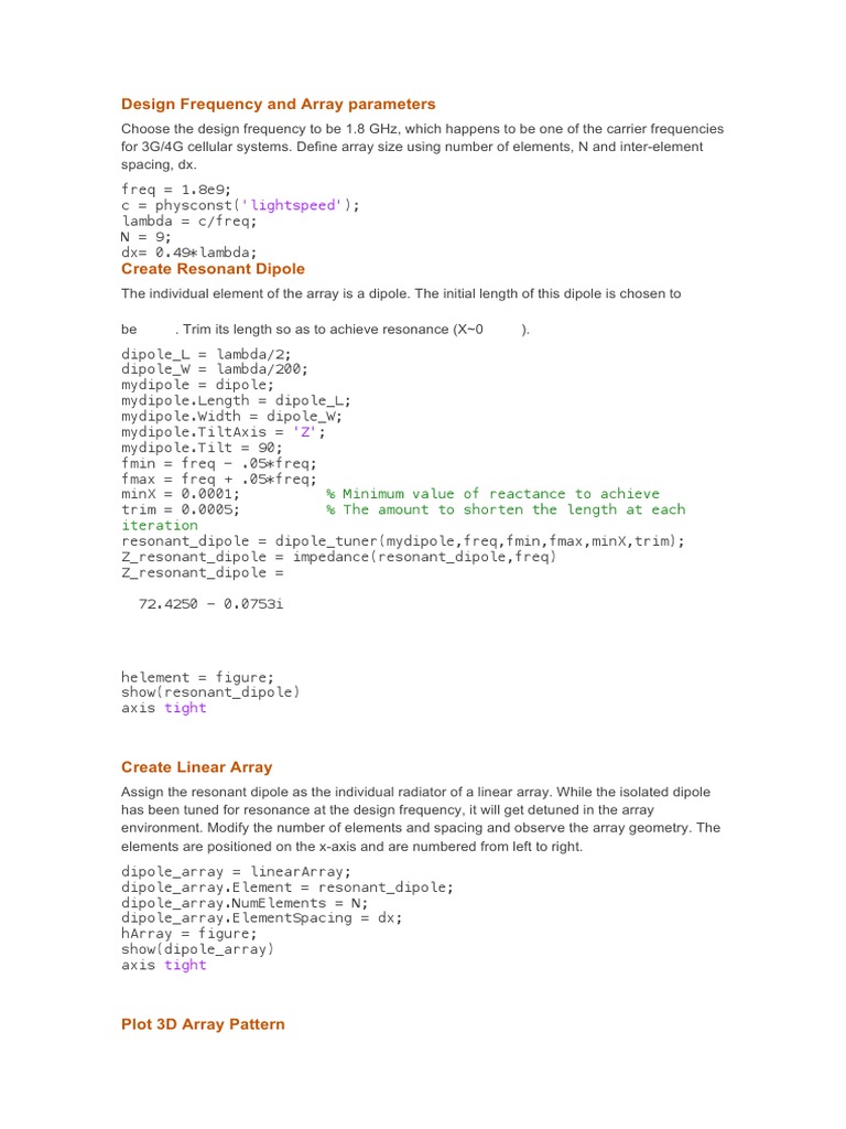Design Frequency and Array Parameters | PDF | Electronic Engineering | Electromagnetic Radiation