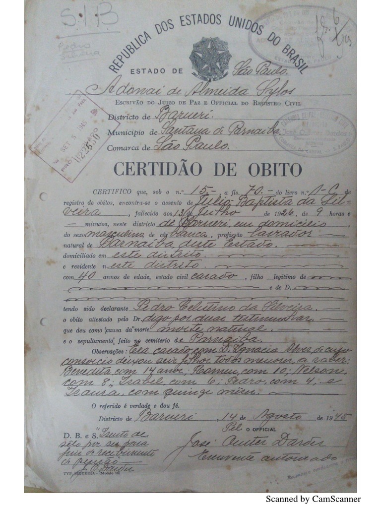 Certidão De Óbito Pdf