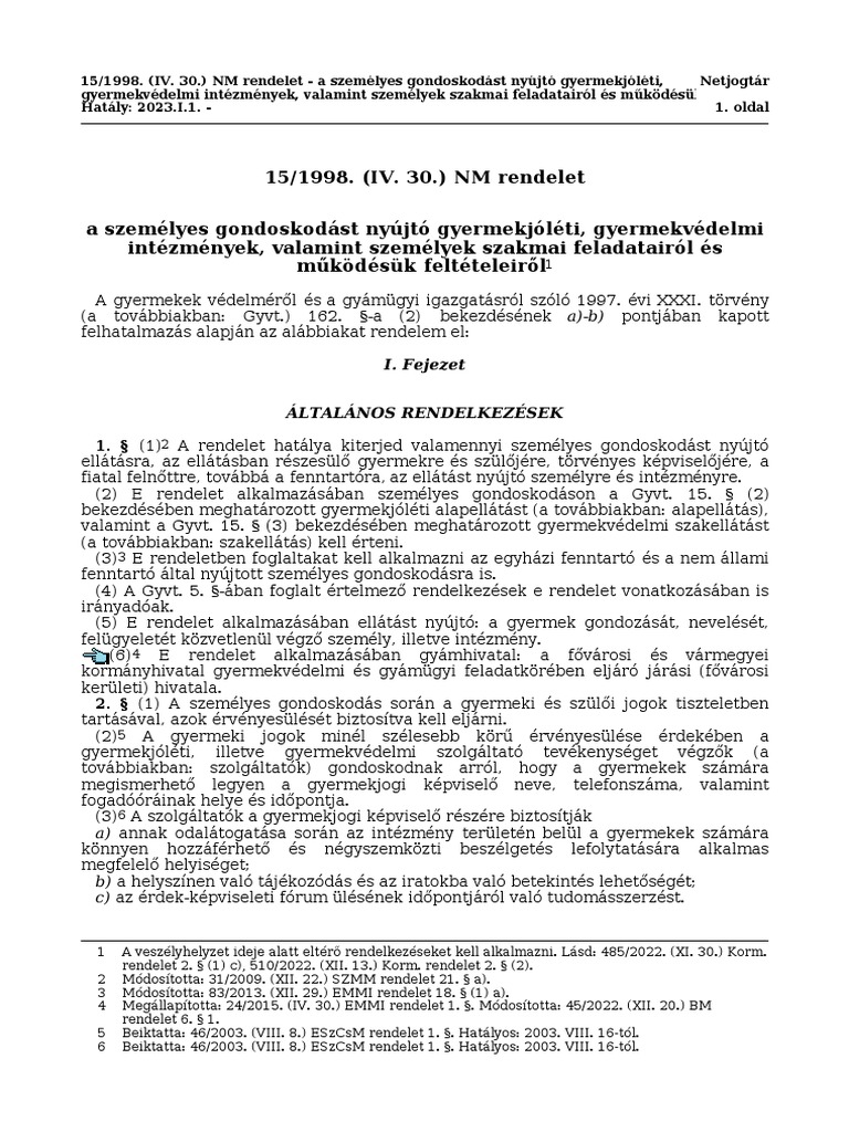 15 - 1998. (IV. 30.) NM Rendelet | PDF