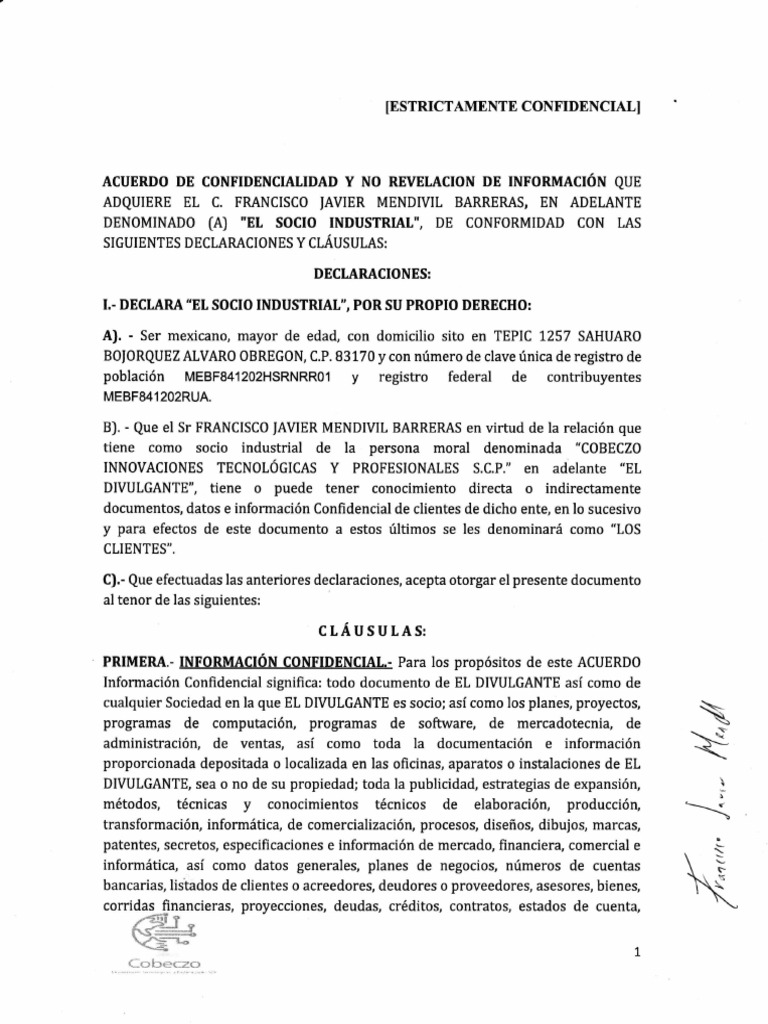 Acuerdo Confid. Francisco Javier Mendivil Barreras | Descargar gratis ... Acuerdo Confid. Francisco Javier Mendivil Barreras | Descargar gratis ...