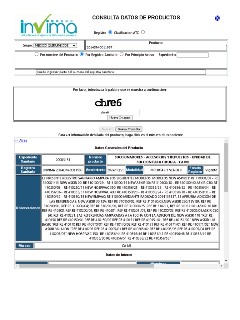Registro Sanitario Invima 2014DM-0011987 | PDF
