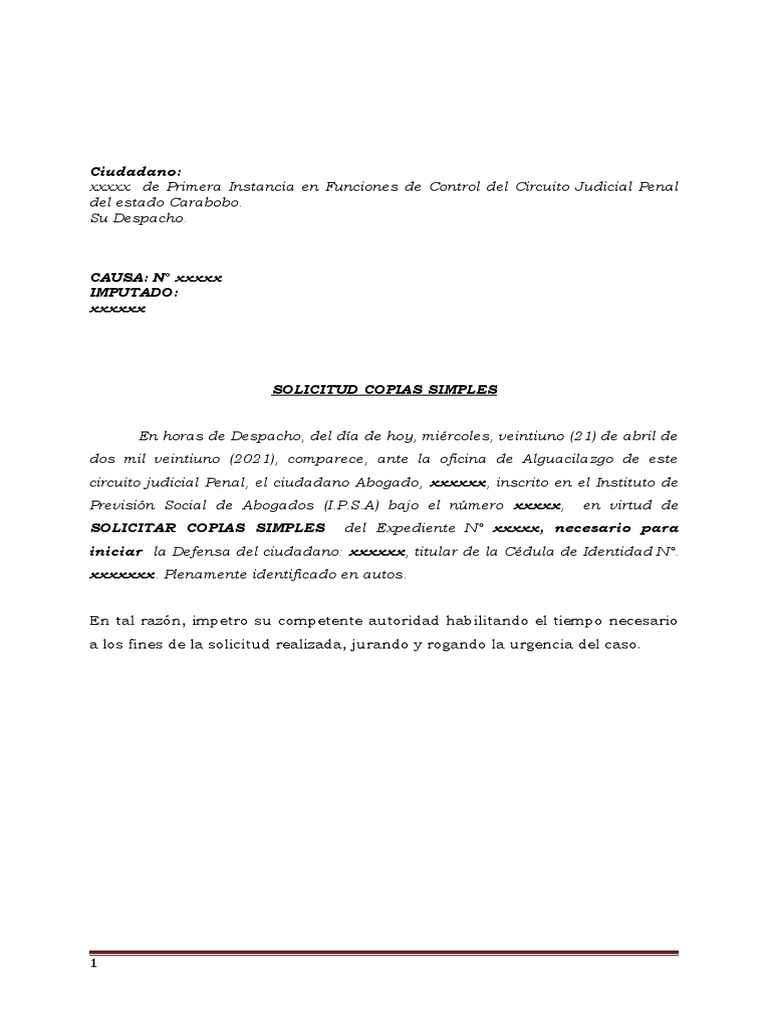 Solicitud de Copias Simples Exp | PDF