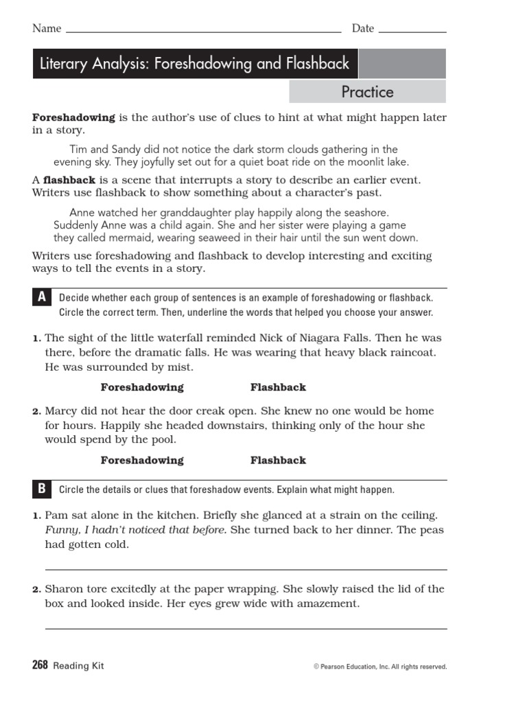 Flashback and Foreshadowing Practice Exercises Answer Key Worksheet 3 | PDF